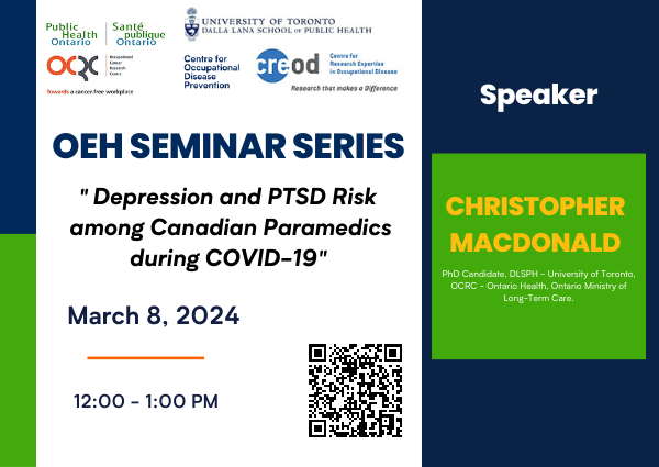 OEH Seminar: "Depression and PTSD Risk among Canadian Paramedics during ...